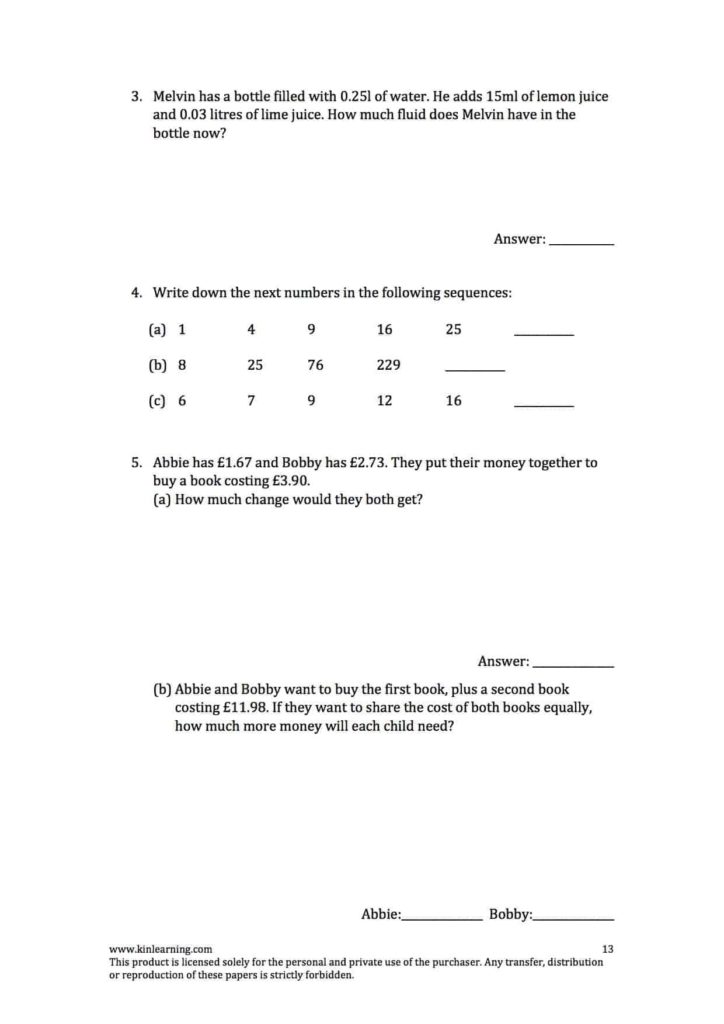 English and Maths Practice Paper 2 - Suitable for St. Olave's Stage 2 ...